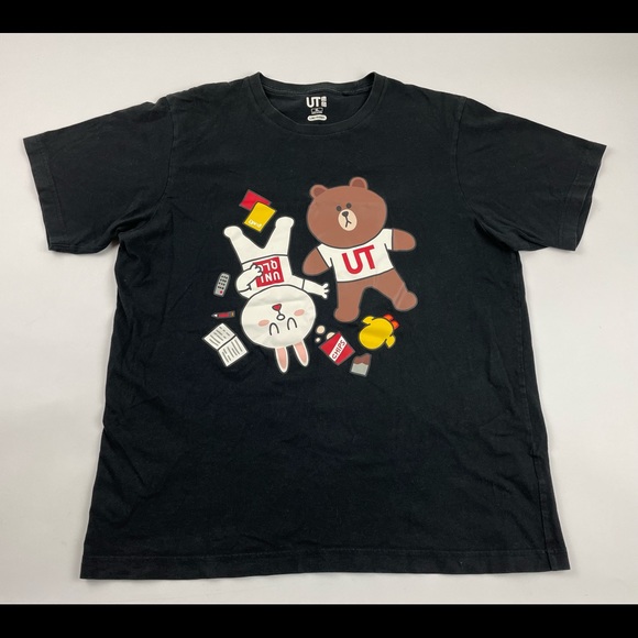UT Line Friends | Shirts | Ut Line Friends Uniqlo Black T Shirt Adult ...
